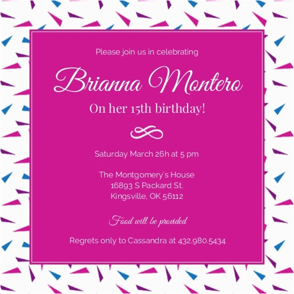 15th Birthday Invitation Wording BirthdayBuzz