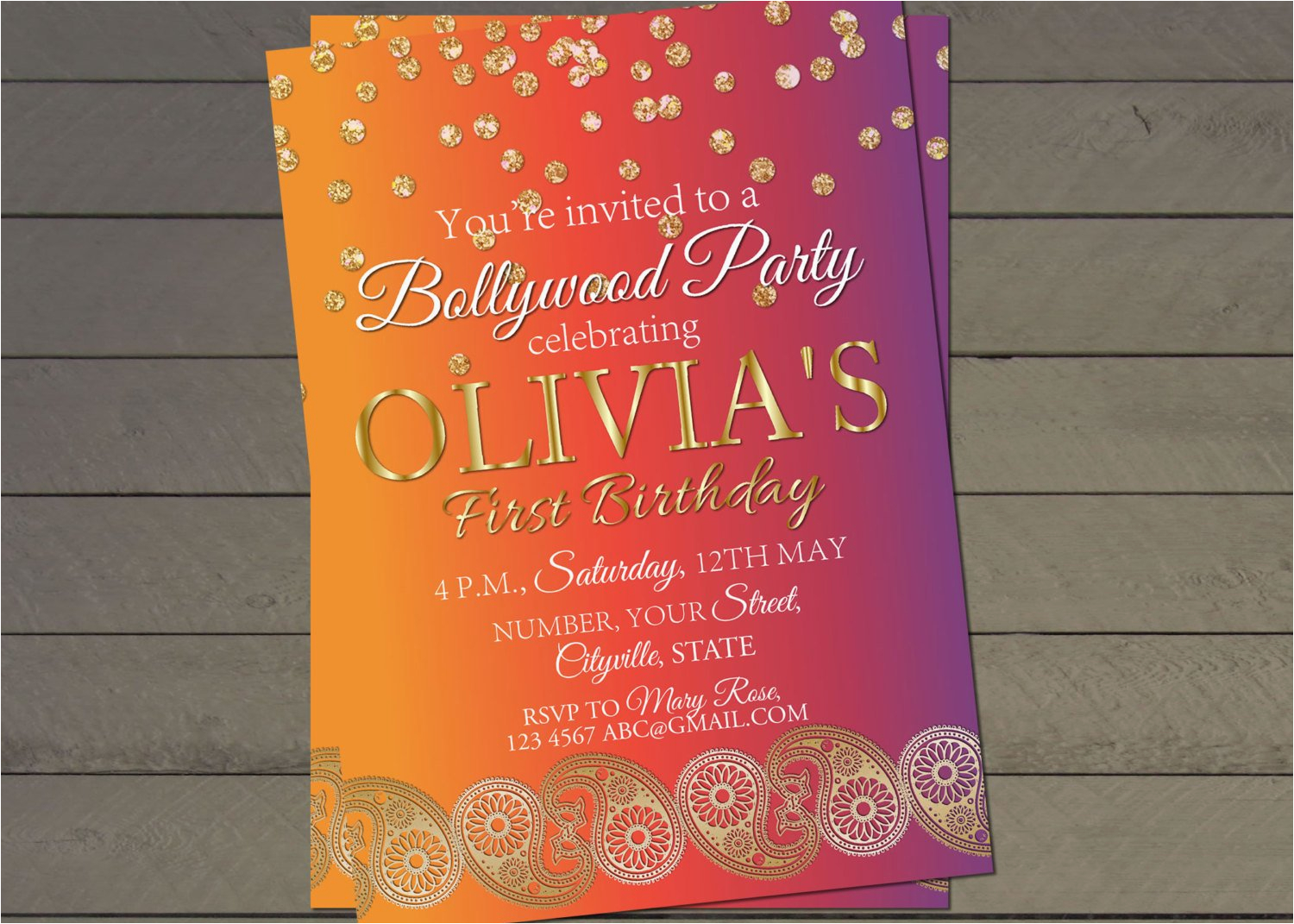 Bollywood Birthday Invitations Bollywood Birthday Party Invite Indian