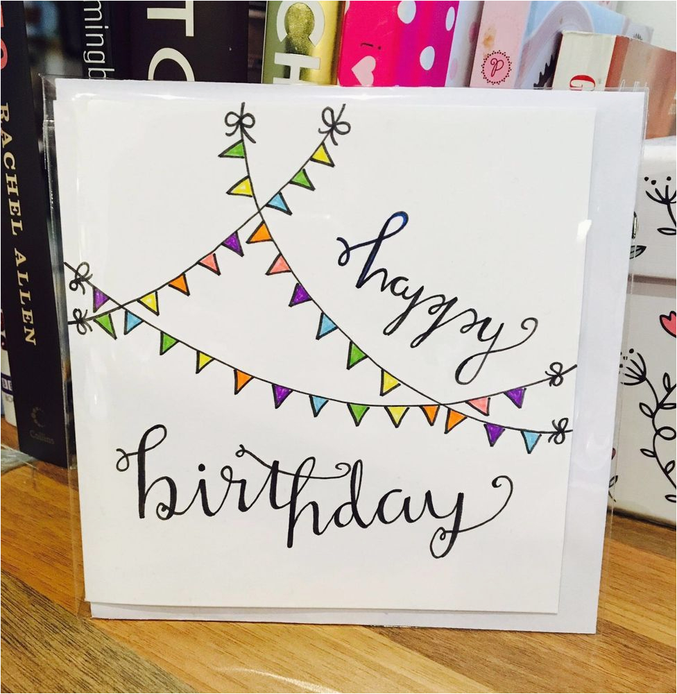 How To Draw A Birthday Card Happy Birthday Card Flag Cute White Design 