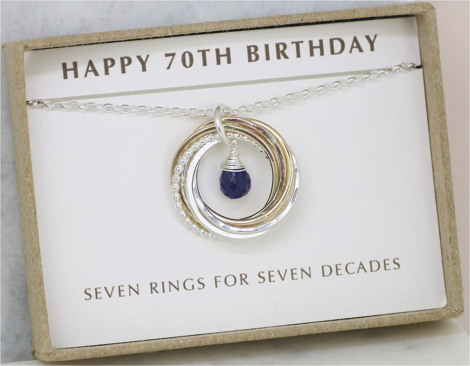 70th Birthday Gifts For Him 70th Birthday Gift Blue Sapphire Necklace 